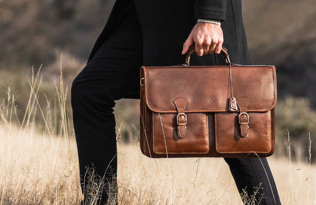 Stylish Men's Leather Laptop Satchel 15 inch | 25 Year Waranty